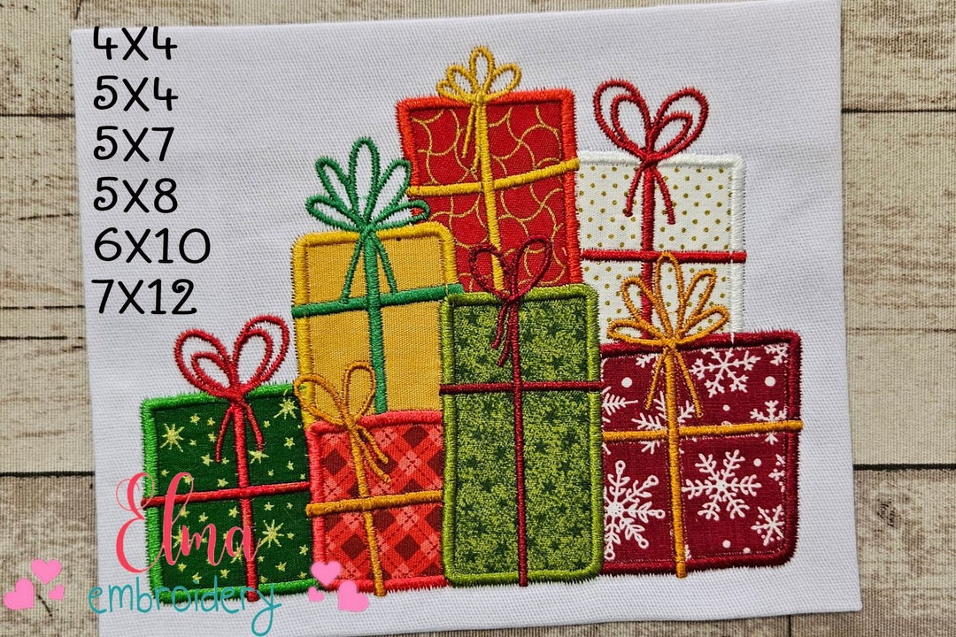 Christmas Gift Boxes Applique - Machine Embroidery Design (4x4-7x12) - Etsy