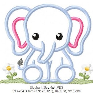 Baby Elephant Applique - Machine Embroidery Design (4x4 5x5 6x6 7x7) - Etsy