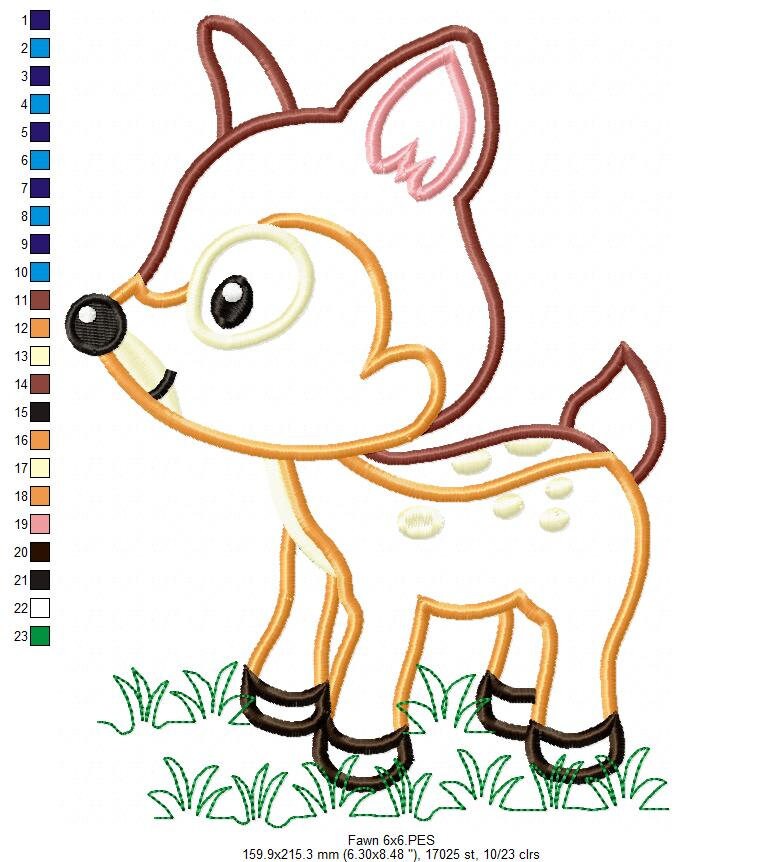 Fawn Machine Embroidery Design Applique Embroidery - Etsy