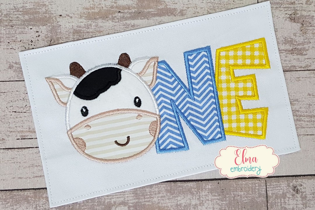 Cow Boy Number 1 One 1st Birthday - Applique Embroidery - 5x7 6x10 7x12 ...