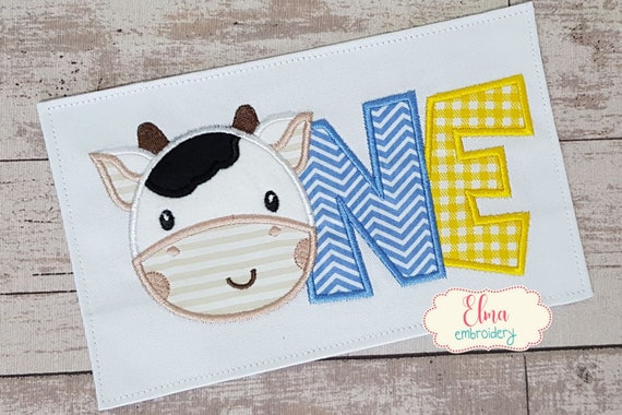 Cow Boy Number 1 One 1st Birthday Applique Embroidery 5x7 | Etsy