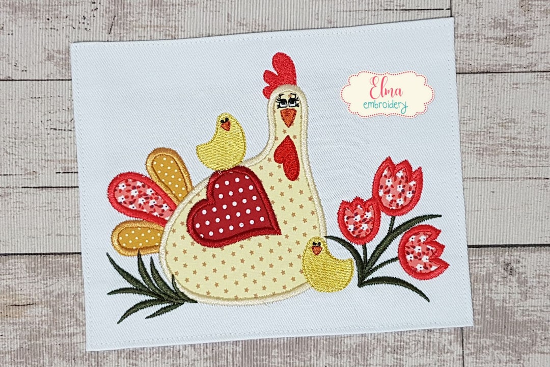 Chicken and Chicks - Machine Embroidery Design - Applique Embroidery ...