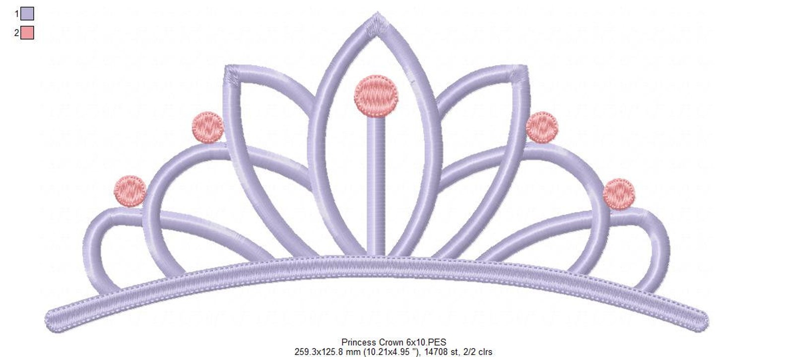Princess Tiara Fill Stitch Embroidery Design 3x3 4x4 5x7 - Etsy