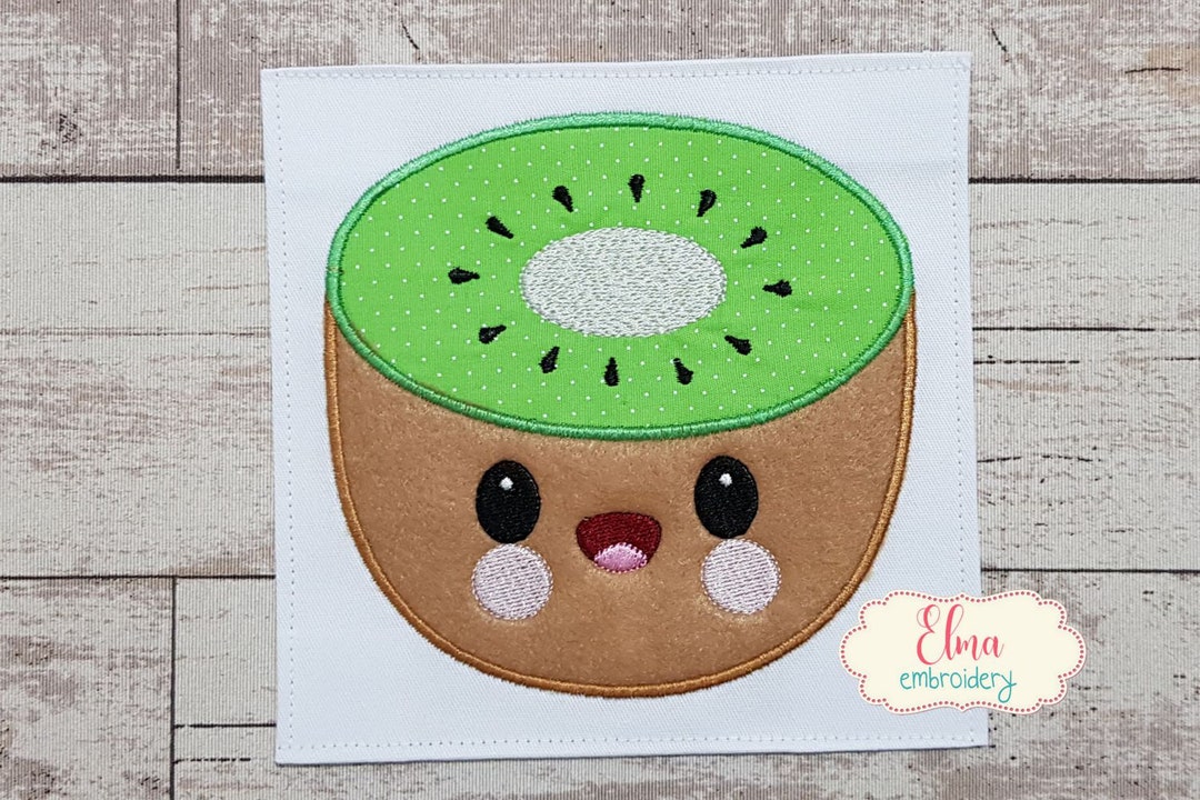 Kawaii Kiwi - Applique Embroidery Design - 4x4 5x4 5x7 5x8 6x10 7x12 ...