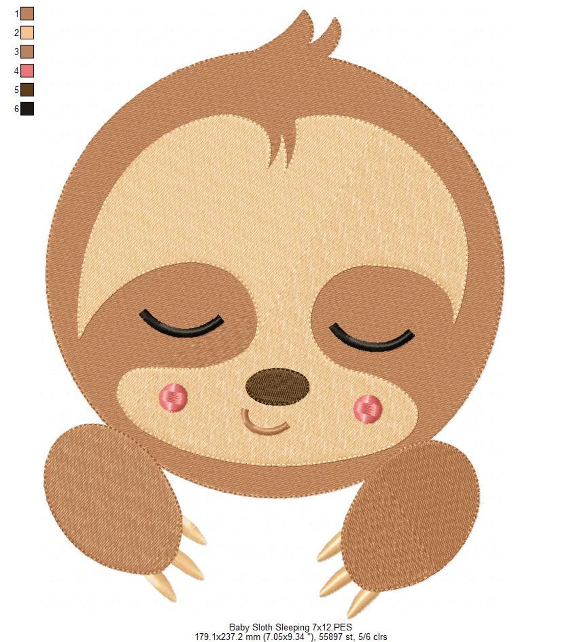 Baby Sloth Sleeping Machine Embroidery Design Fill Stitch | Etsy