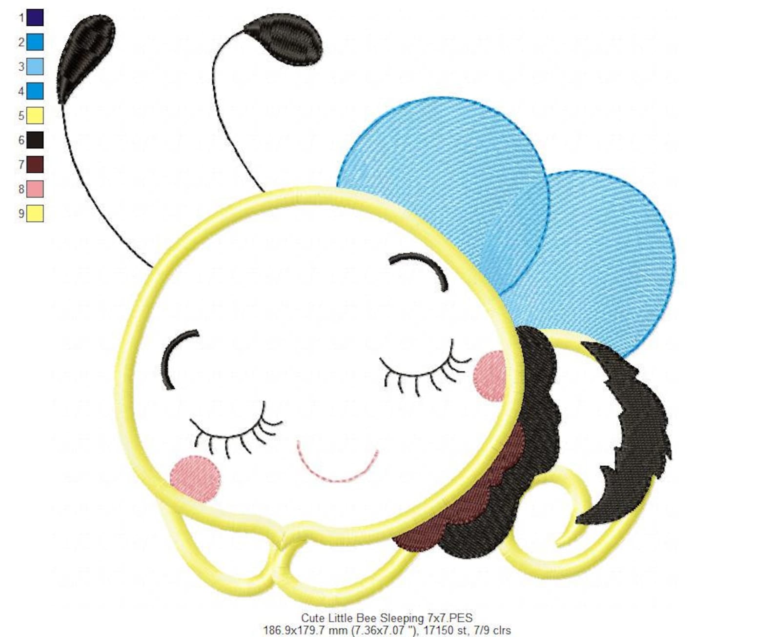Cute Little Bee Sleeping - Bumble Bee - Machine Embroidery Design ...