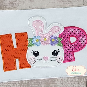 Hop Easter Bunny Girl - Machine Embroidery Design - Applique Embroidery ...
