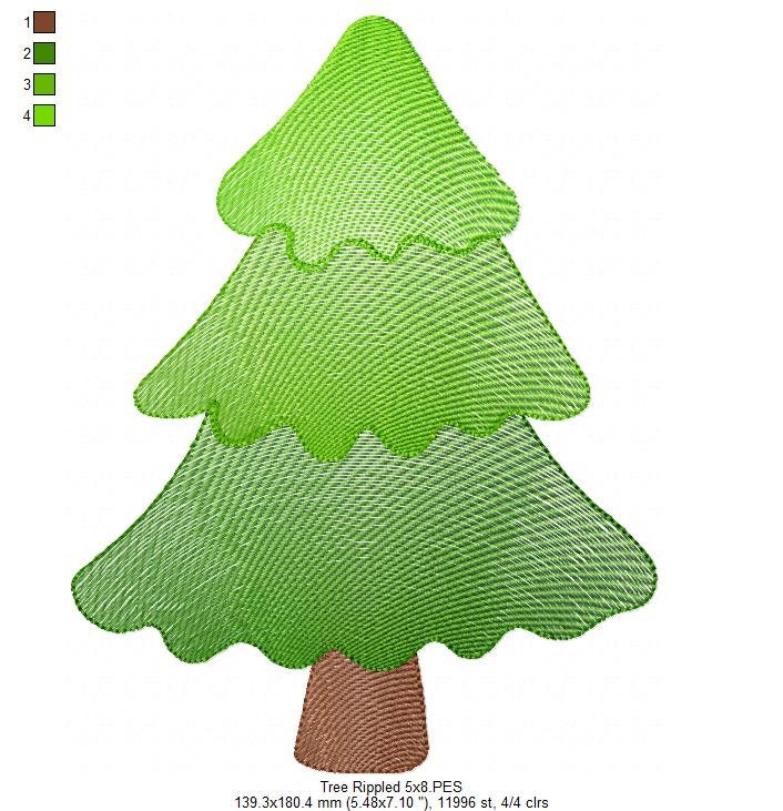 Pine Tree Machine Embroidery Design: Rippled Stitch (digital Download ...