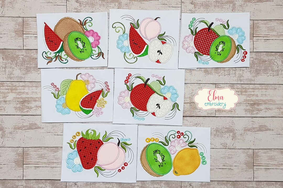 Fruits Collection - Applique - Kitchen Embroidery - 4x4 5x4 5x7 5x8 ...