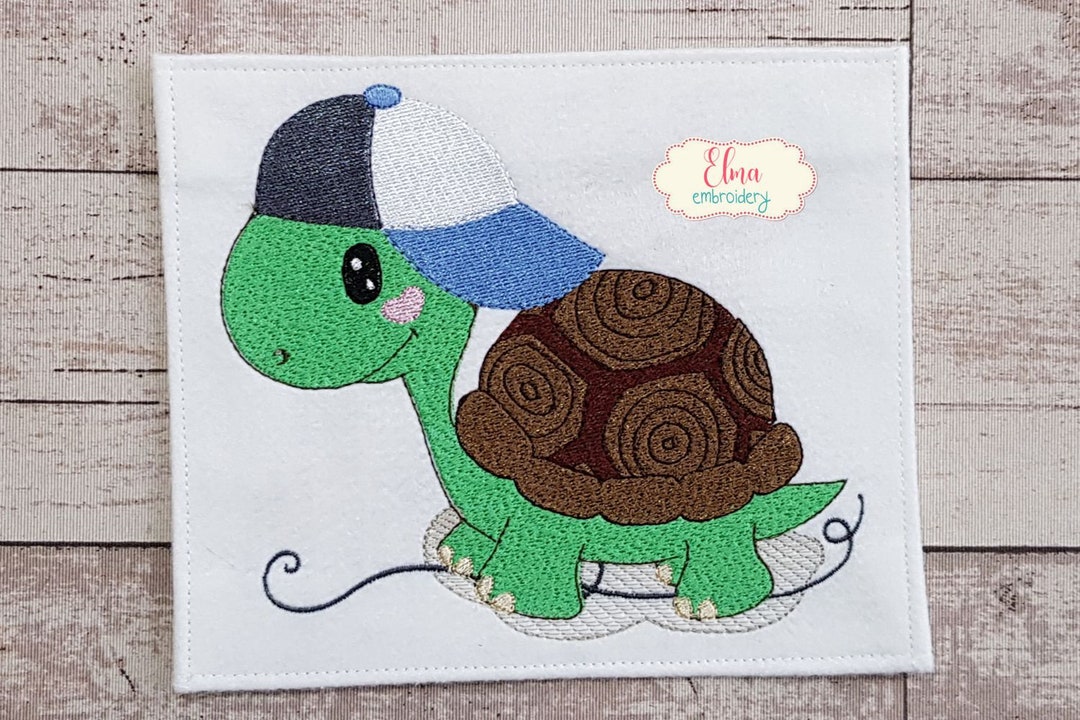 Cute Turtle Boy - Machine Embroidery Design - Fill Stitch Embroidery ...
