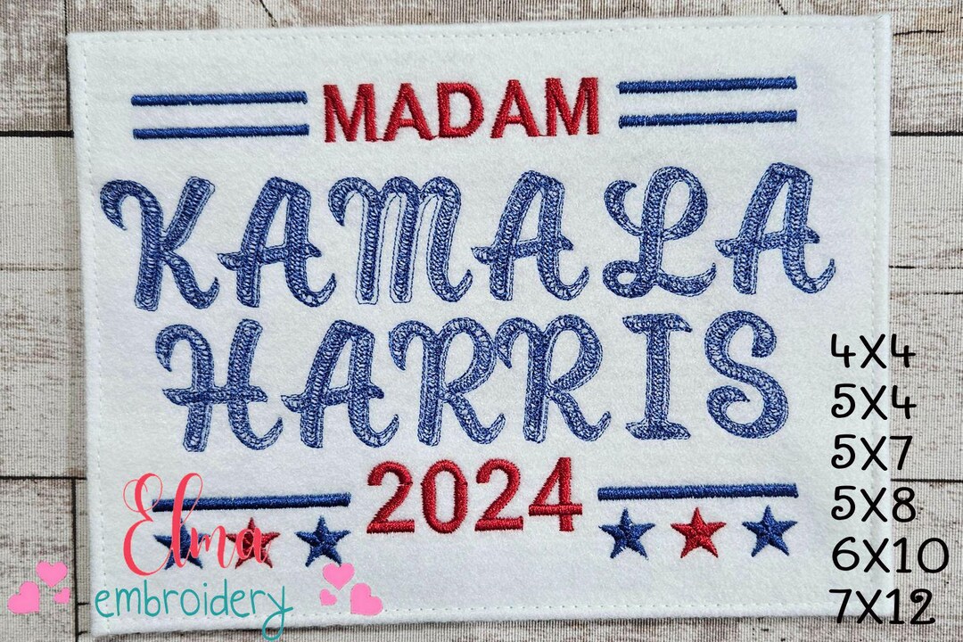 Madam Kamala Harris Sketch Stitch 4x4 5x4 5x7 5x8 6x10 7x12 Machine ...