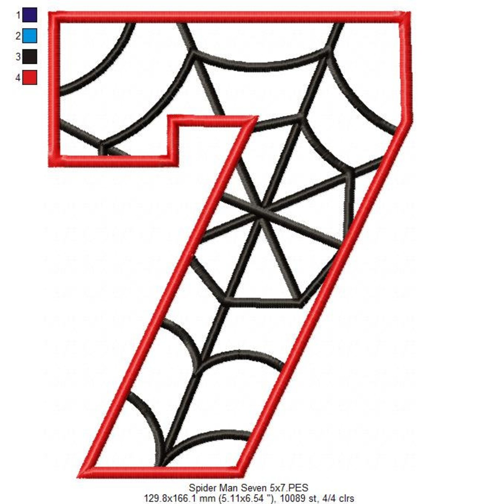 Spider Birthday Number 7 Applique Embroidery Design (digital Download ...