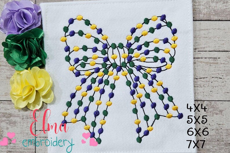 Mardi Gras Coquette Bow Embroidery Design (digital Download) - Etsy