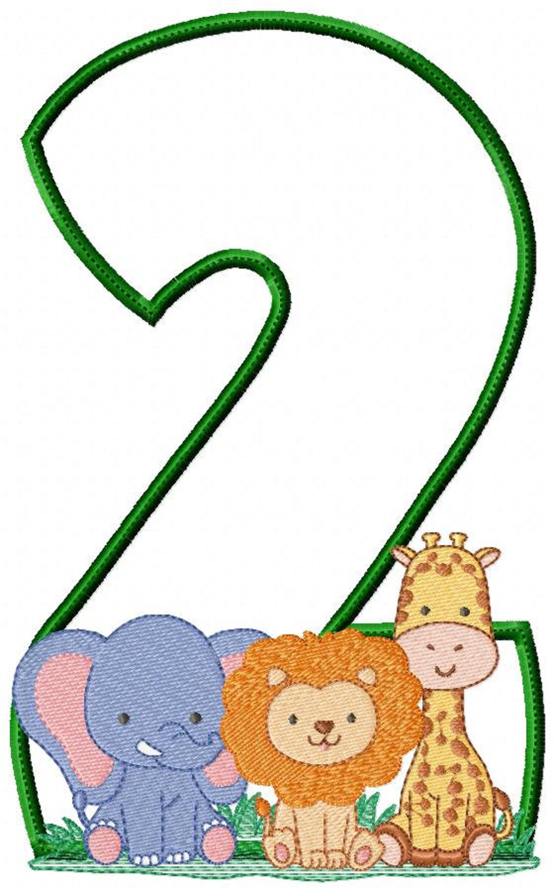 Safari Number 2 Two 2nd Birthday Applique Embroidery 5x7 - Etsy