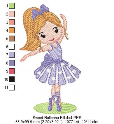 Sweet Ballerina Fill Stitch 4x4 5x4 5x7 5x8 6x10 7x12 - Etsy