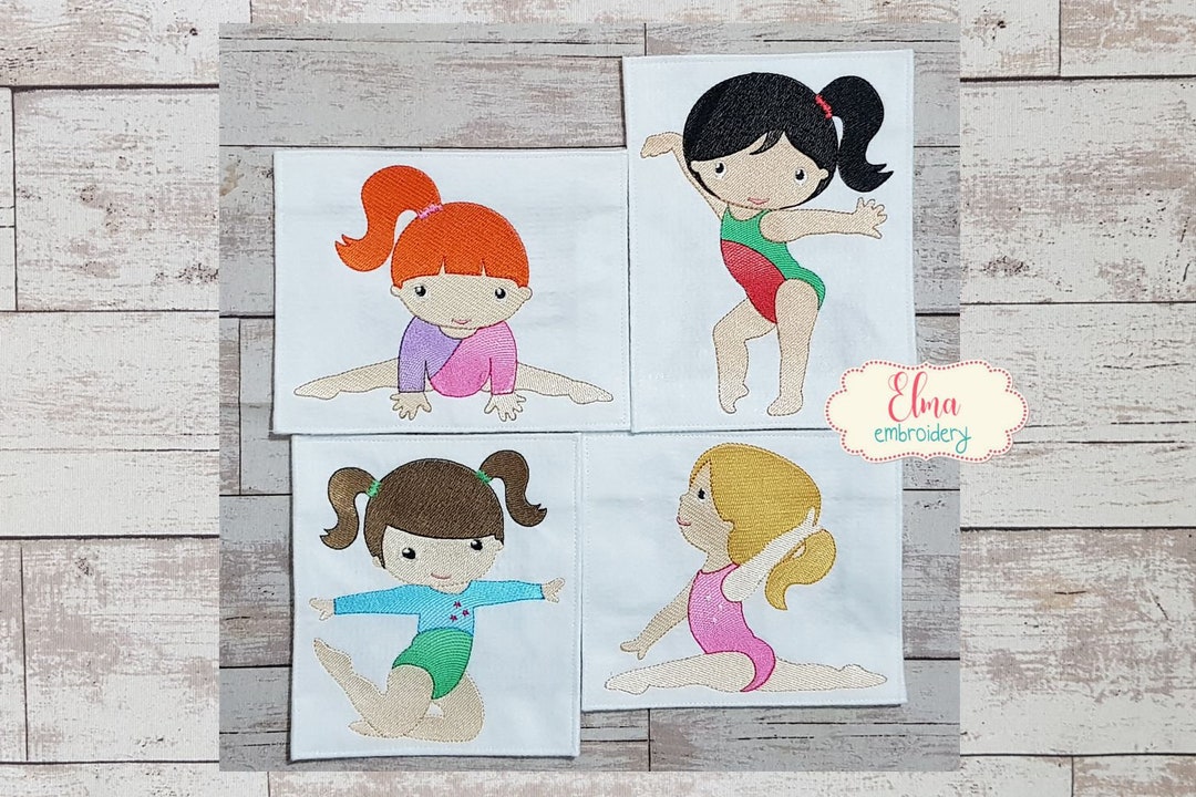Gymnast Girls - Fill Stitch - 3x3 4x4 5x5 6x6 7x7 - Machine Embroidery ...