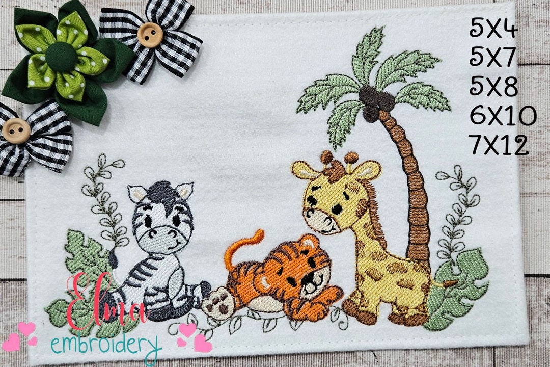 Animals Safari - Fill Stitch - Machine Embroidery Design - Animal ...