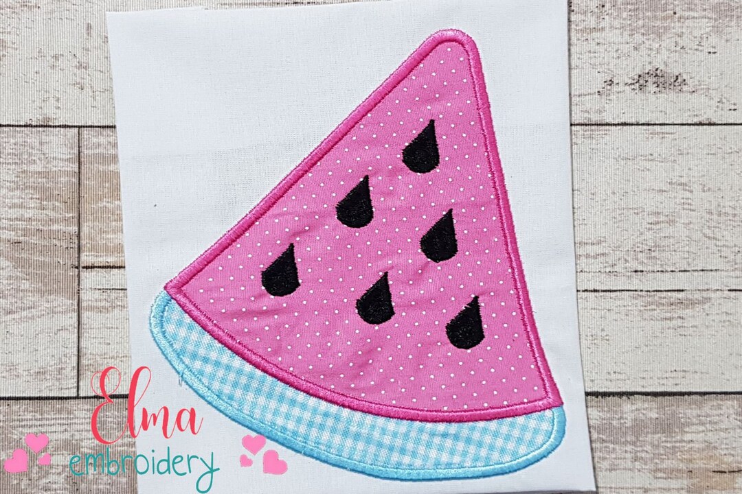 Summer Watermelon Slice - Applique - 4x4 5x5 6x6 7x7 - Machine Embroidery Design - Watermelon ...