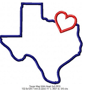 Texas Map With Heart - Machine Embroidery Design - Applique Embroidery ...