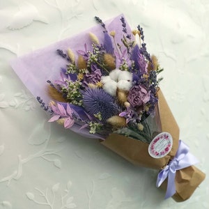 Purple dried flower bouquet Dried flowers Dry flower | Etsy