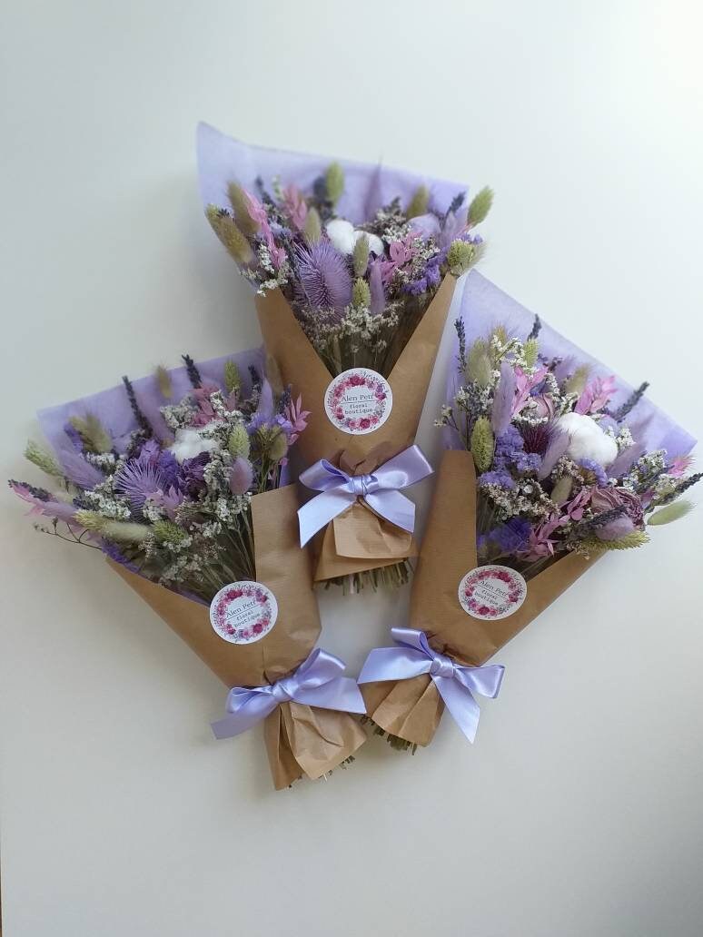 Purple Dried Flower Bouquet Dried Flowers Birthday Flowers - Etsy UK