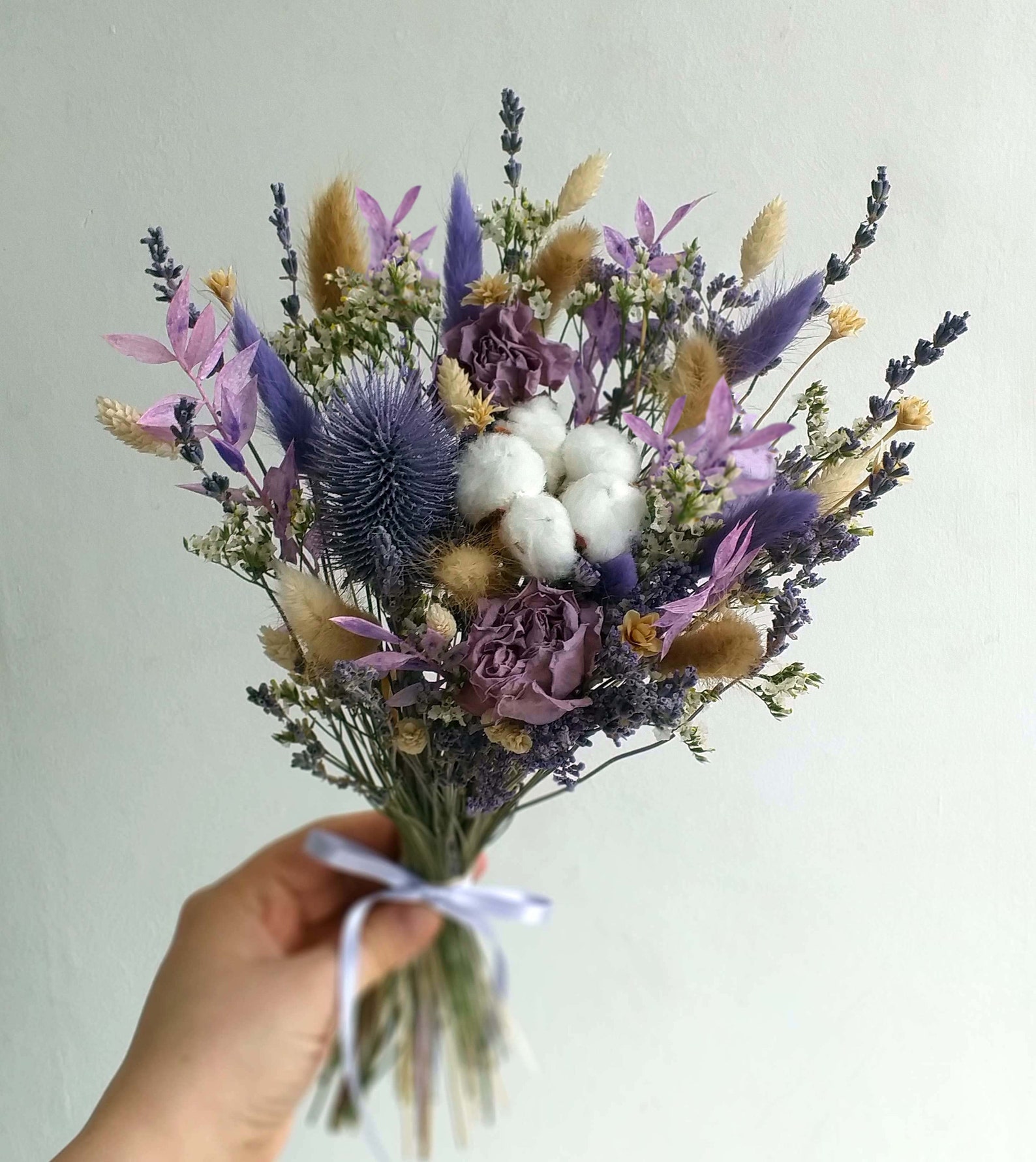 Purple Dried Flower Bouquet Dried Flowers Birthday Flowers - Etsy UK