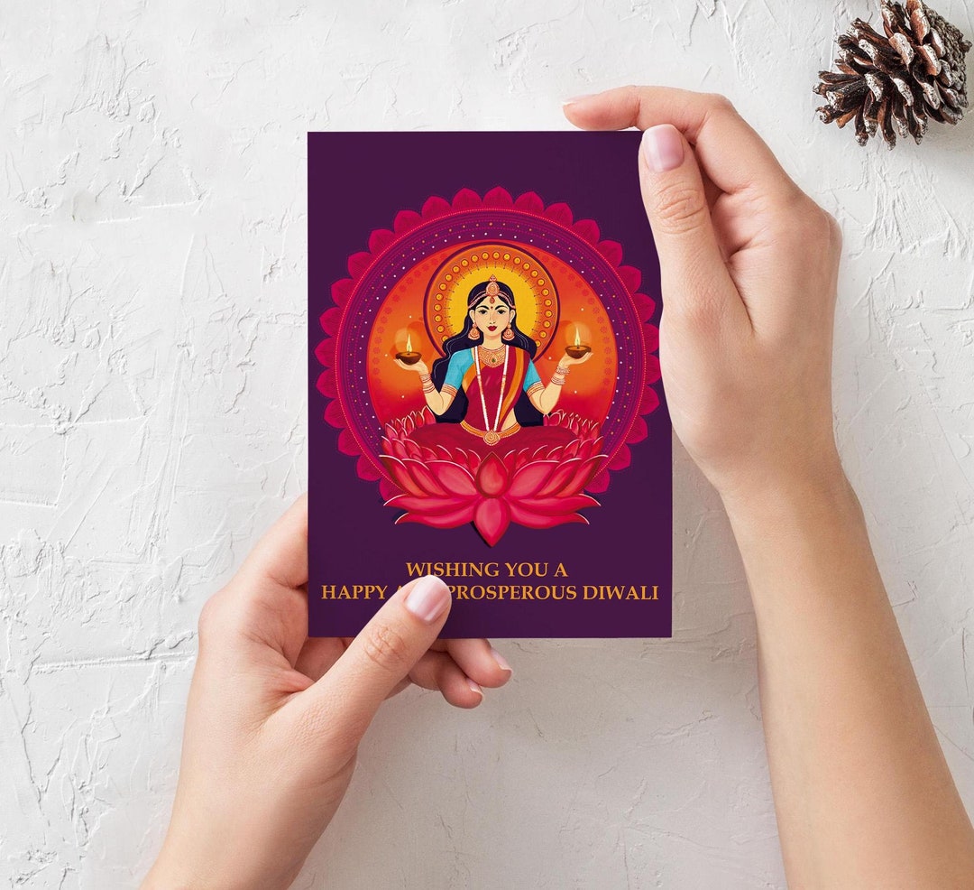 Lakshmi Devi Diwali Greeting Card | Goddess of Wealth & Prosperity ...