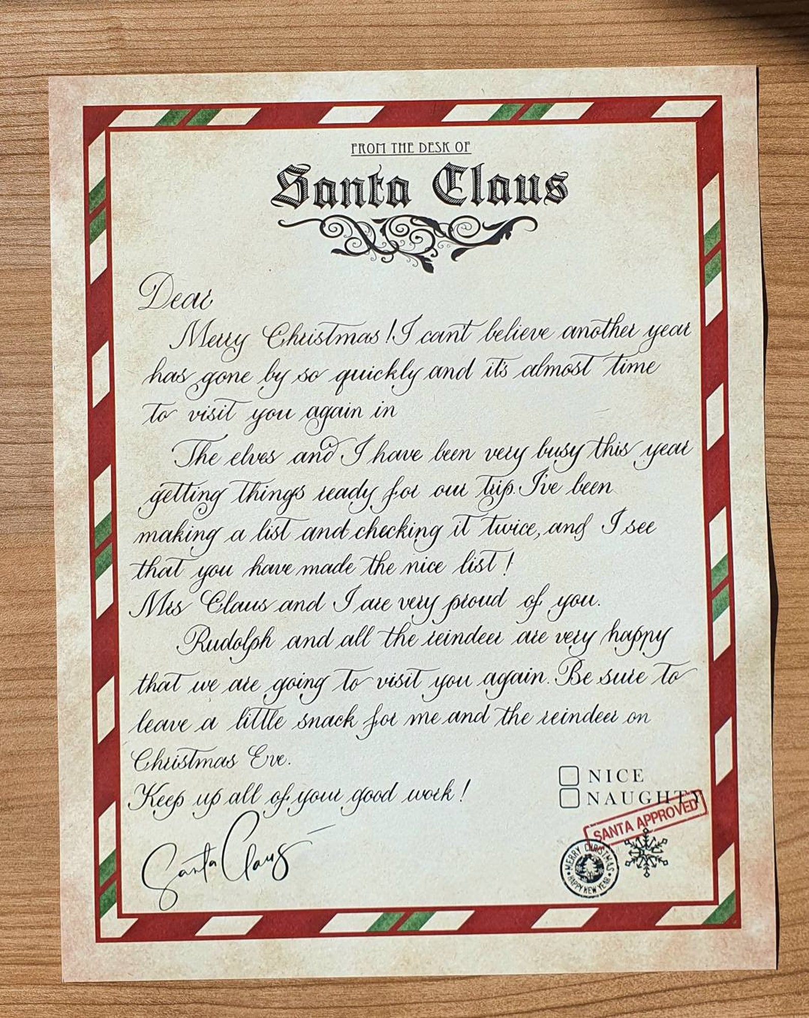 Custom Calligraphy Letter From Santa/ Letter From Sinterklaas/ Child's ...