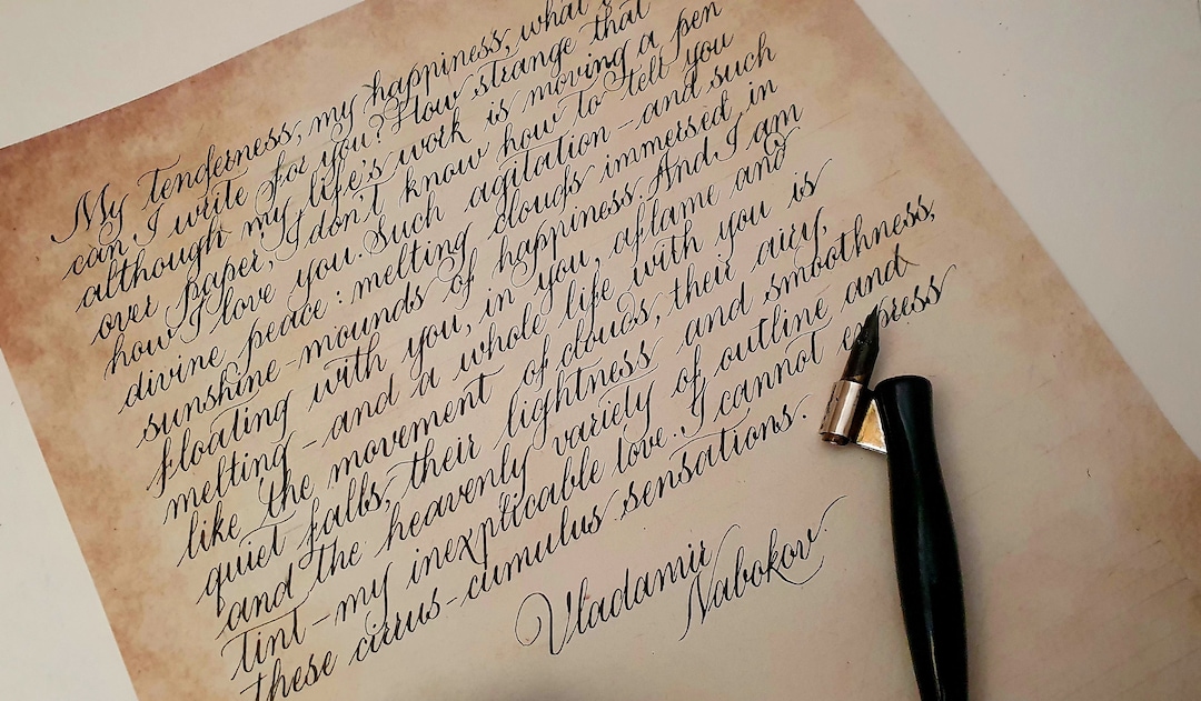 Custom Vintage Calligraphy Love Letter, Wedding Vows, Proposal, Poems ...