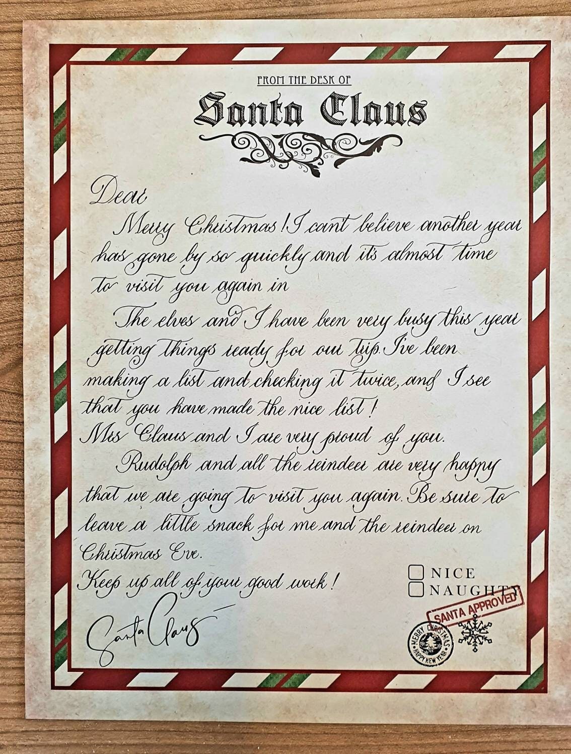 Custom Calligraphy Letter From Santa/ Letter From Sinterklaas/ Child's ...