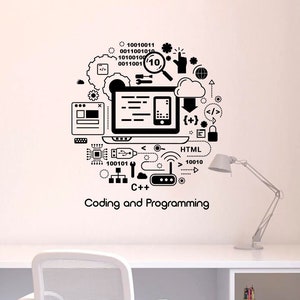 Coding Wall Vinyl Decal Computer Programming Sticker Home Development ...