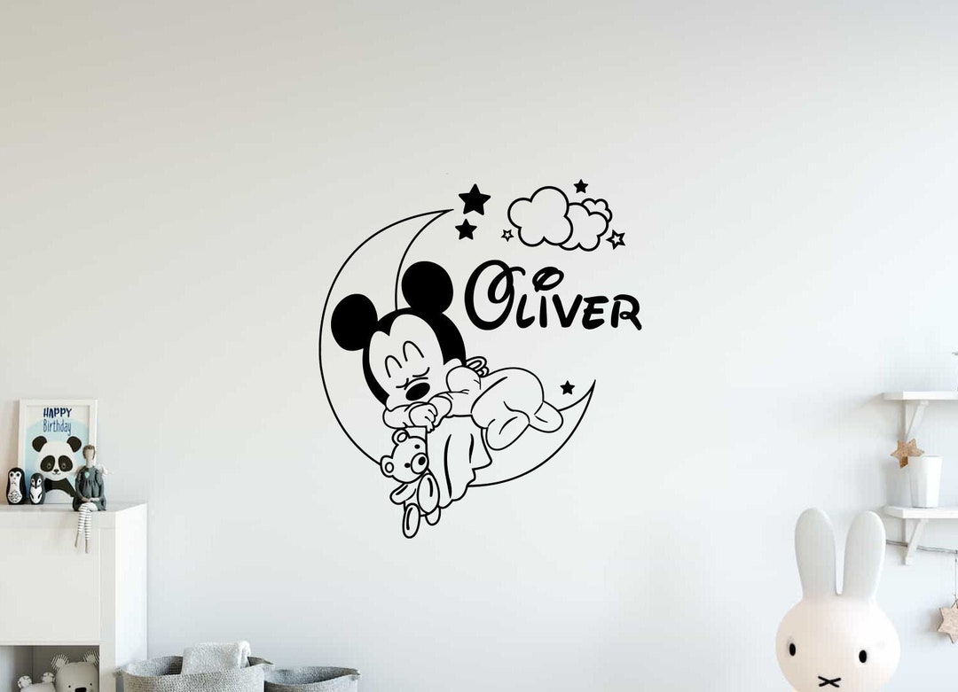 Custom Name Mickey Mouse Wall Decal Personalized Vinyl Sticker Nursery ...