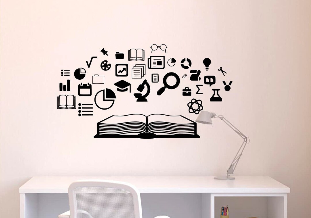 Book Reading Wall Vinyl Decal School Supplies Education Science Sticker ...