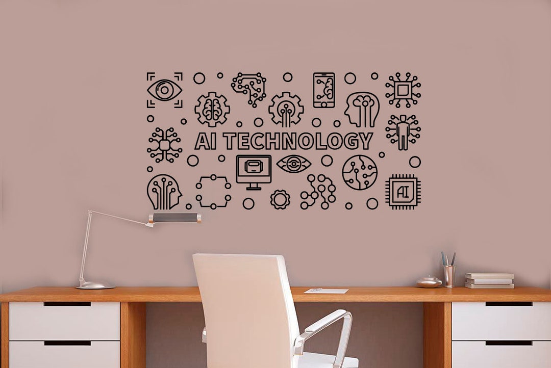 Computer AI Technology Wall Decal Vinyl Sticker Creative Office Decor ...