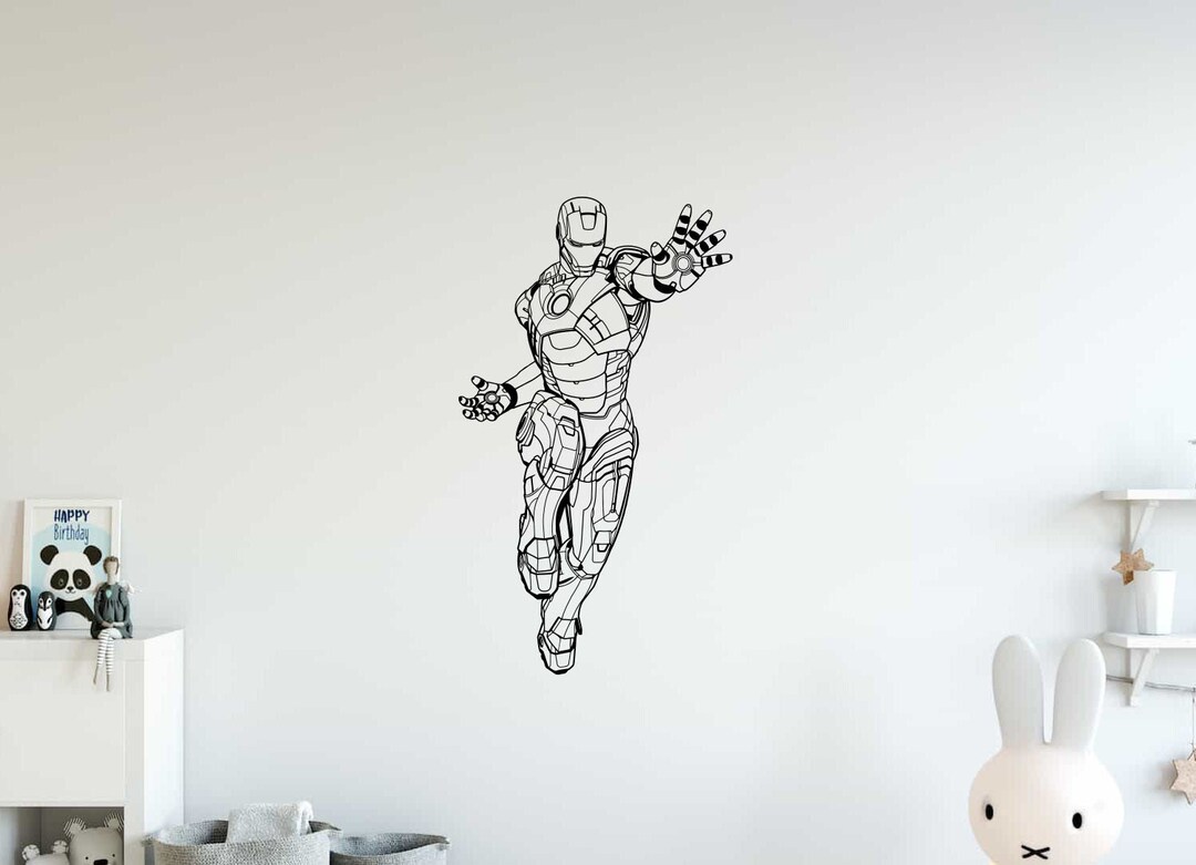 Iron Man Wall Decal Superhero Comics Vinyl Sticker Playroom Kids Home ...