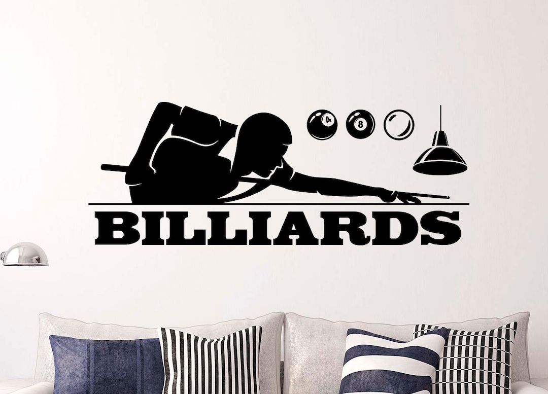 Billiards Wall Vinyl Decal Snooker Player Home Office Sport Game ...
