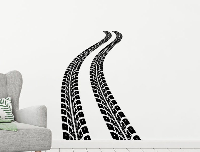 Tire Tracks Wall Vinyl Decal Winding Road Sticker Bedroom Home - Etsy