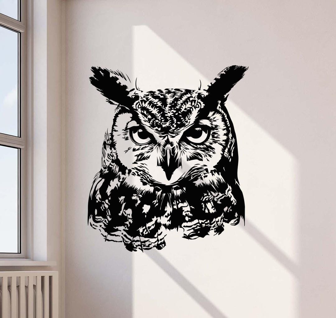 Owl Wall Decal Vinyl Sticker Decor Gift Bird Wall Art Living Room Sign ...