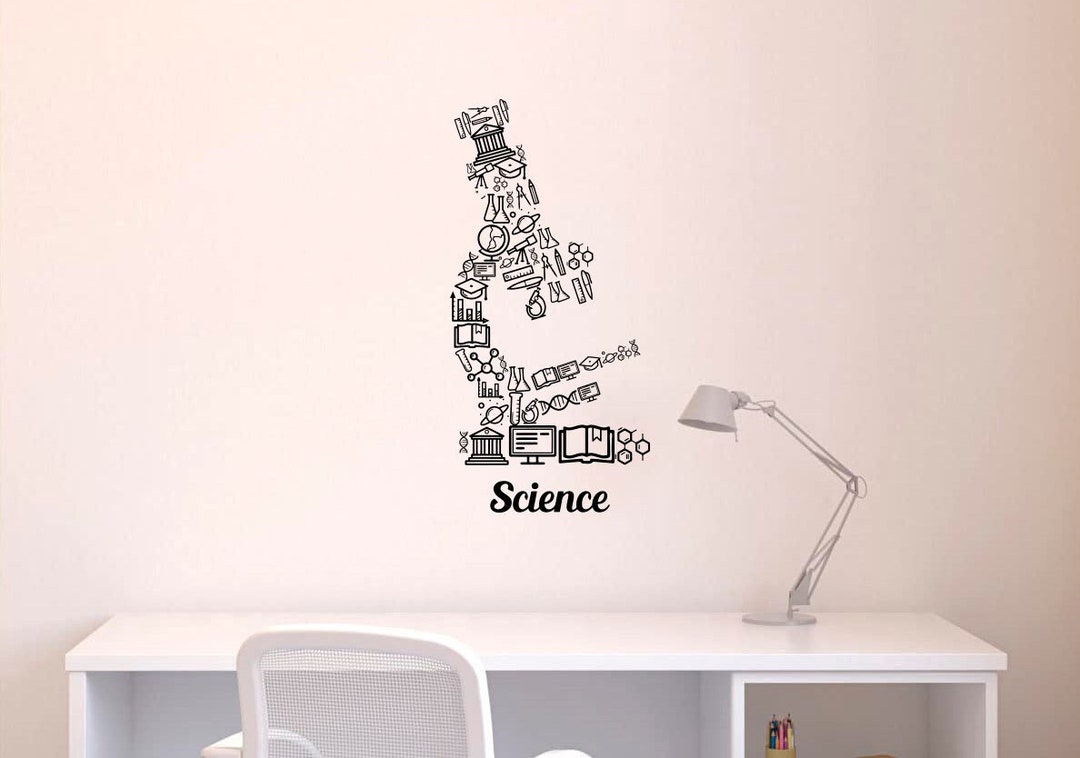 Microscope Science Wall Vinyl Decal School Education Sticker Home ...