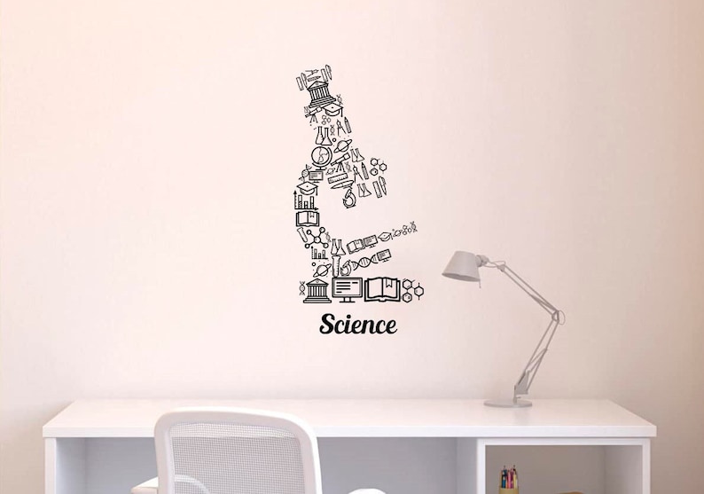 Microscope Science Wall Vinyl Decal School Education Sticker Home ...