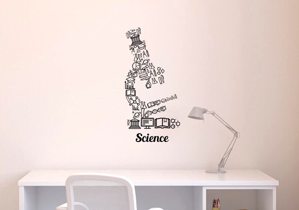 Microscope Science Wall Vinyl Decal School Education Sticker Home ...