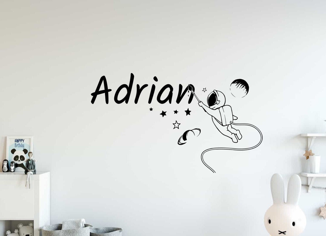 Custom Name Kid Astronaut Wall Decal Personalized Vinyl Sticker Nursery ...
