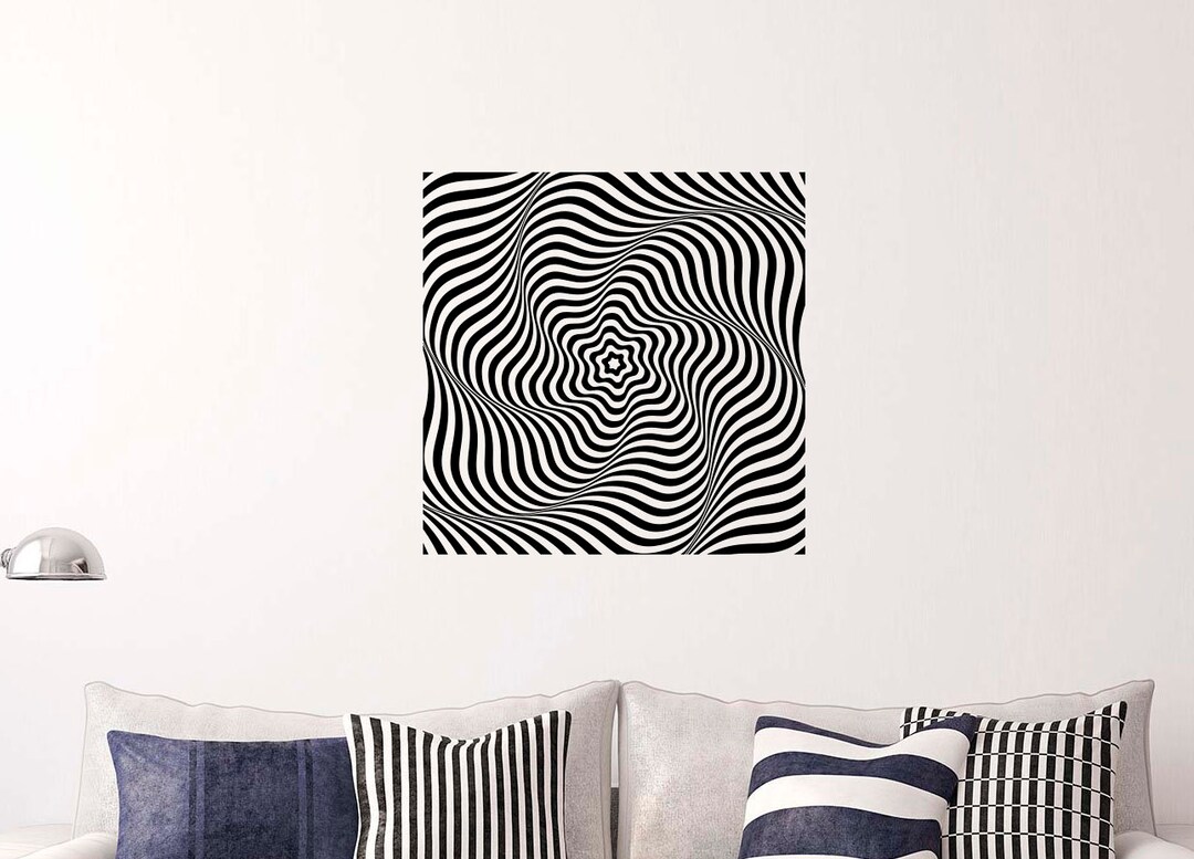 Illusion Rotation Wall Vinyl Decal Sticker Bedroom Geometric Abstract ...