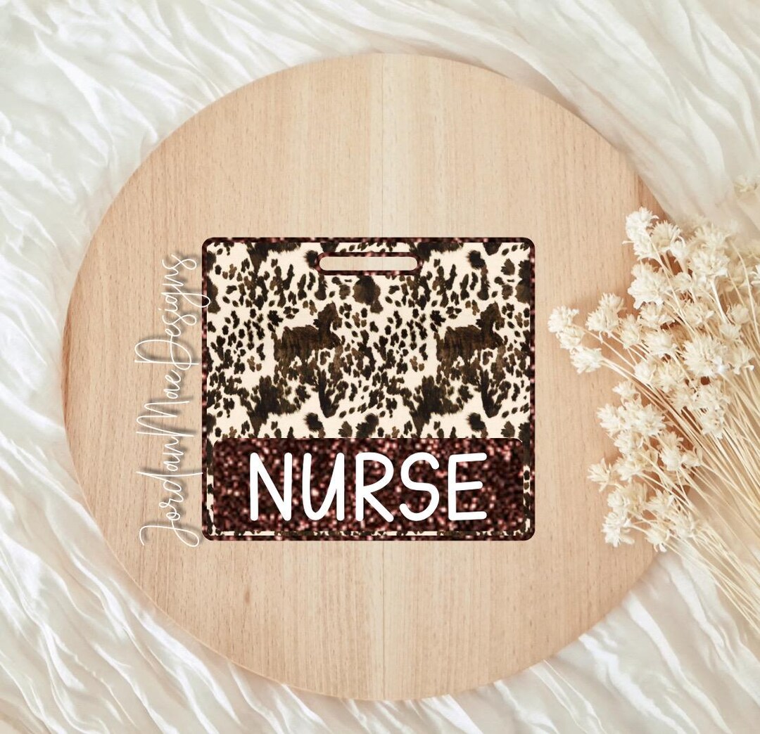 Cowhide Glitter Badge Buddy | Cow Badge Buddy | Brown Cow Badge Buddy ...