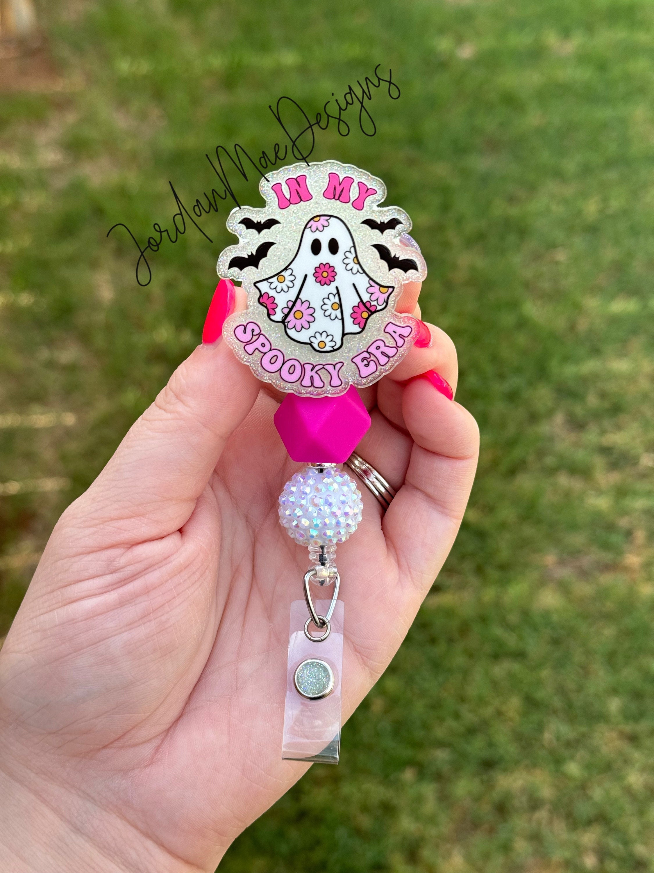 Ghost Halloween Badge Reel in My Spooky Era Beaded Badge Reel Nursing ...
