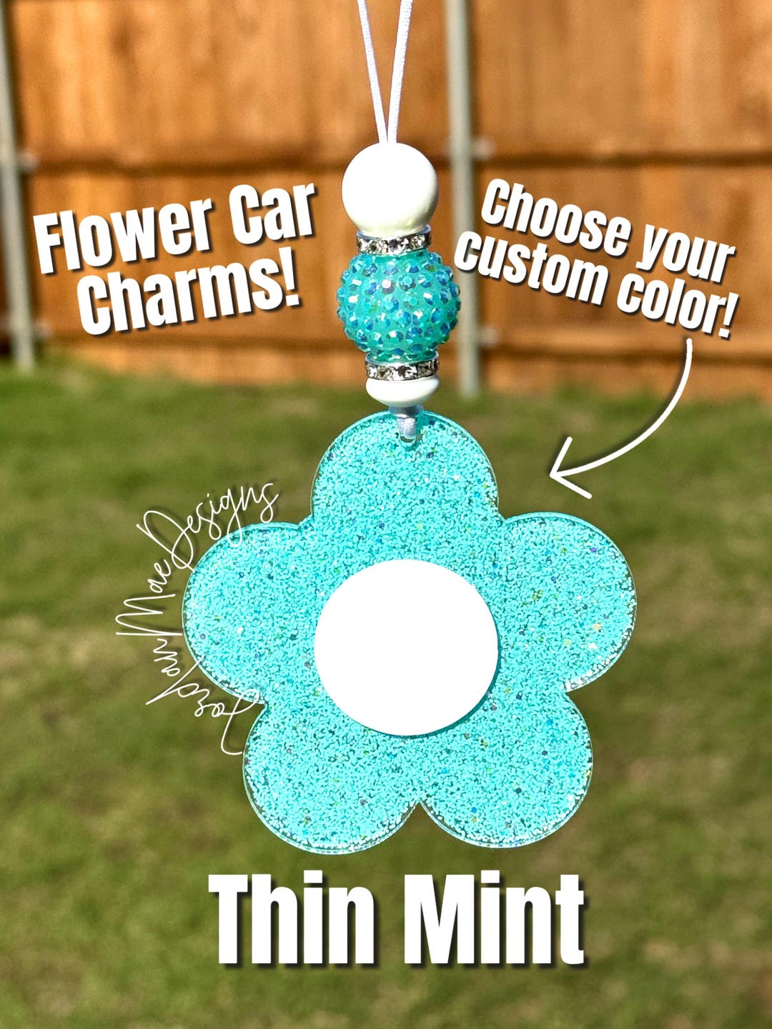Custom Car Charm | Bubbly Flower Car Accessory | Rearview Mirror ...