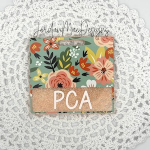 Floral Badge Buddy | Peach Pink Badge Buddy | Flower Badge Buddy | Teal ...