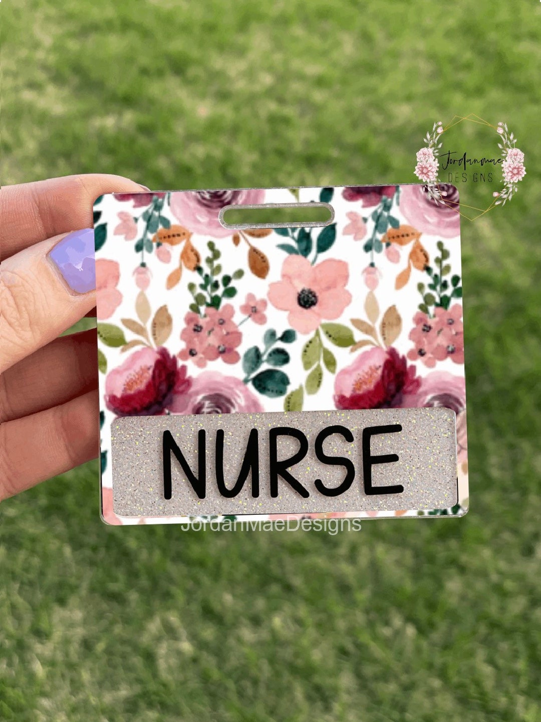 Floral Badge Buddy | Peach Pink Badge Buddy | Flower Badge Buddy | Pink ...