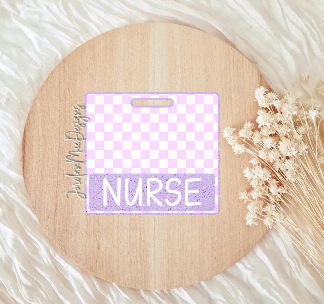 Purple Checkered Badge Buddy | Checkered Bored Glitter Badge Buddy ...