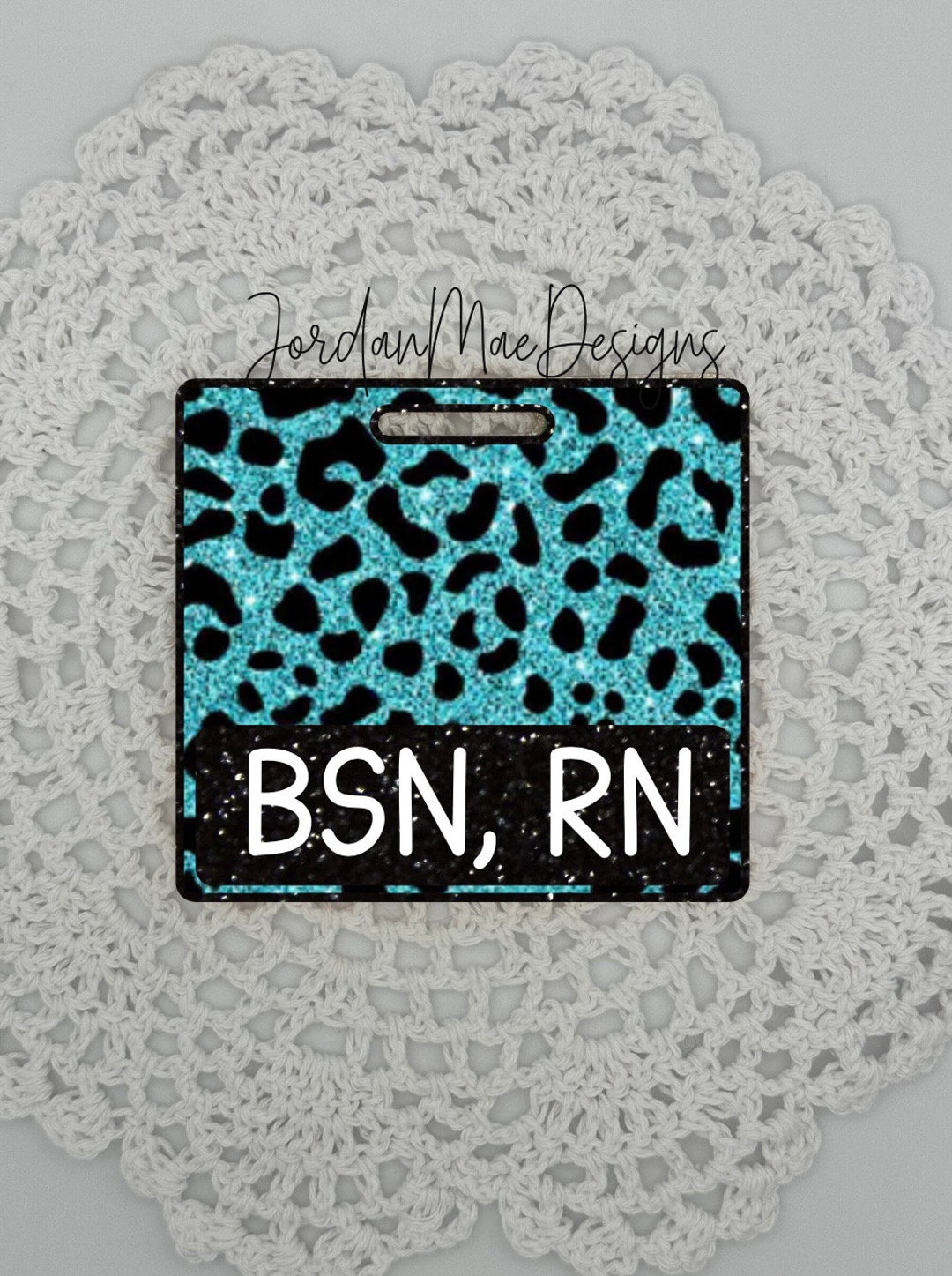 Blue Leopard Badge Buddy | Black Leopard Glitter Badge Buddy | ID ...